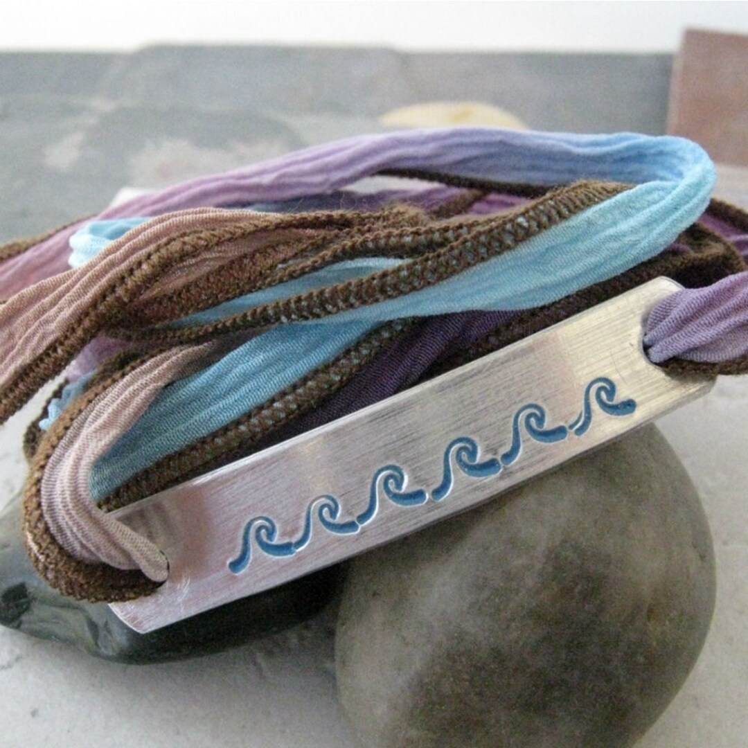 Waves Ribbon Wrap Bracelet, Waves Bracelet, Ocean Bracelet, Surfer ...