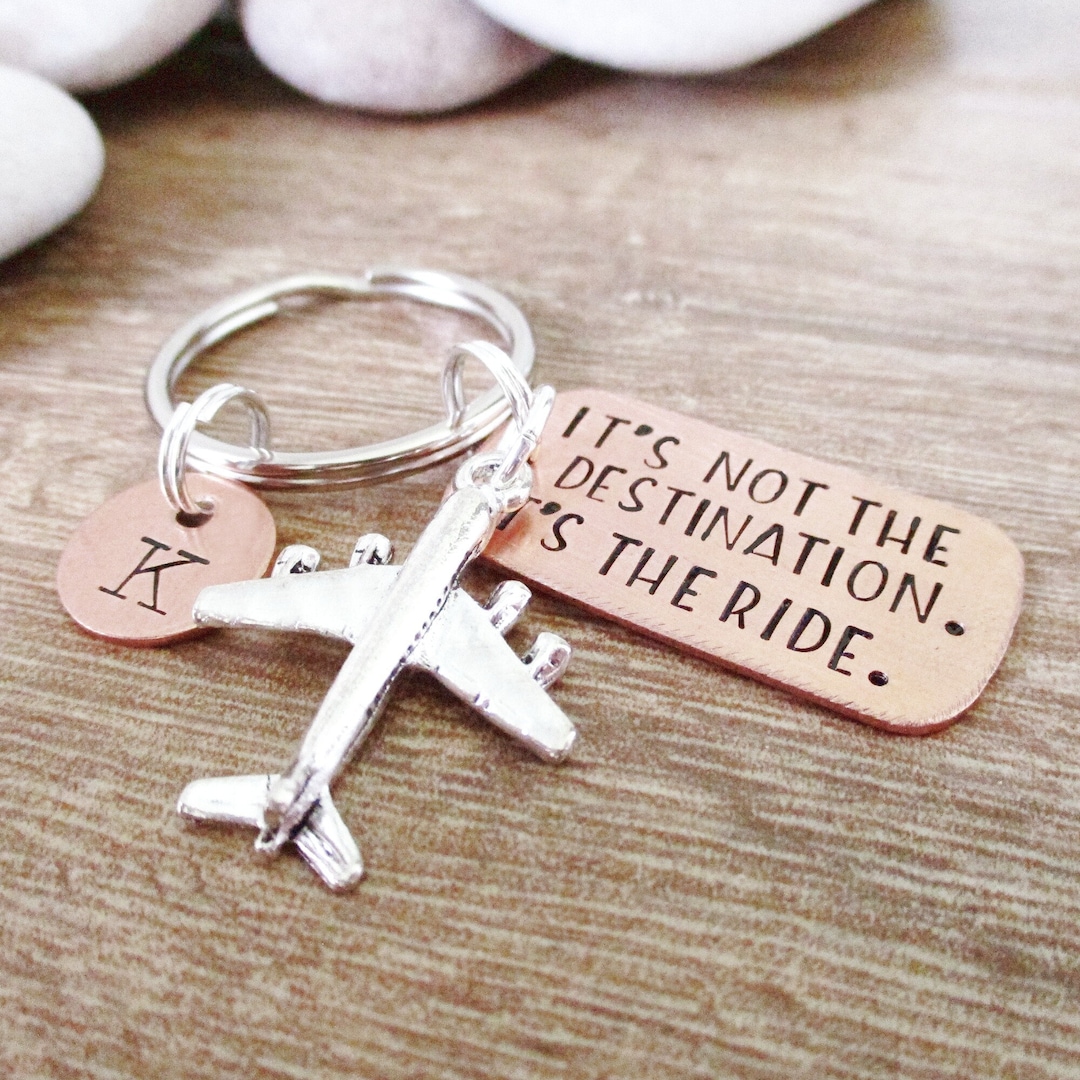 Airplane Keychain, It's Not the Destination, Its the Ride, Aviator Gift ...