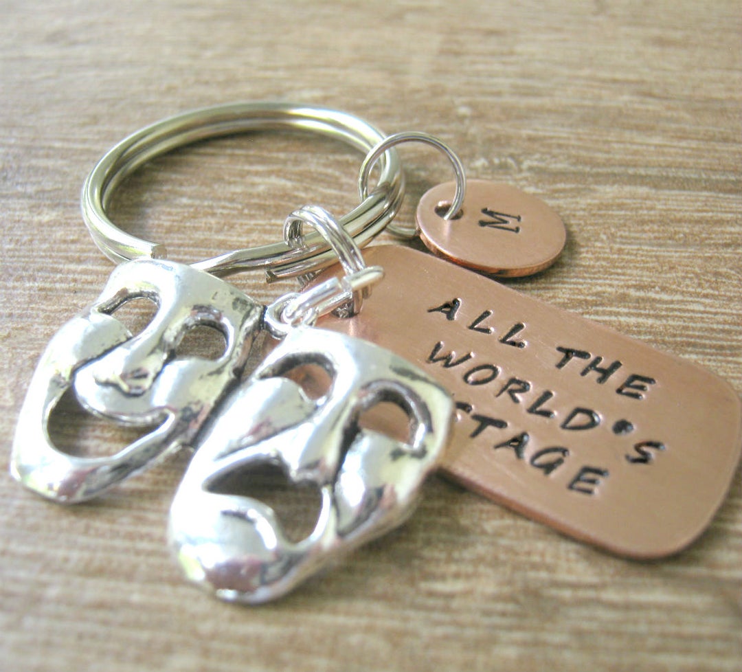 All the World's A Stage Keychain With Comedy/tragedy Charm ...