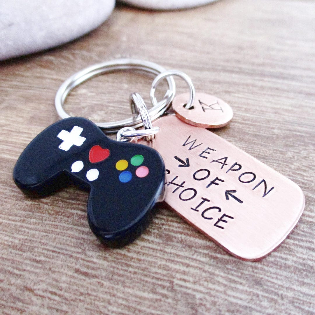 Personalized GAMER Keychain, Weapon of Choice, Gaming Humor ...