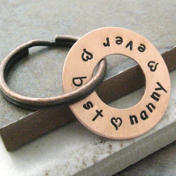 Best Nanny Ever Copper Keychain Hand Stamped Nanny Keychain - Etsy