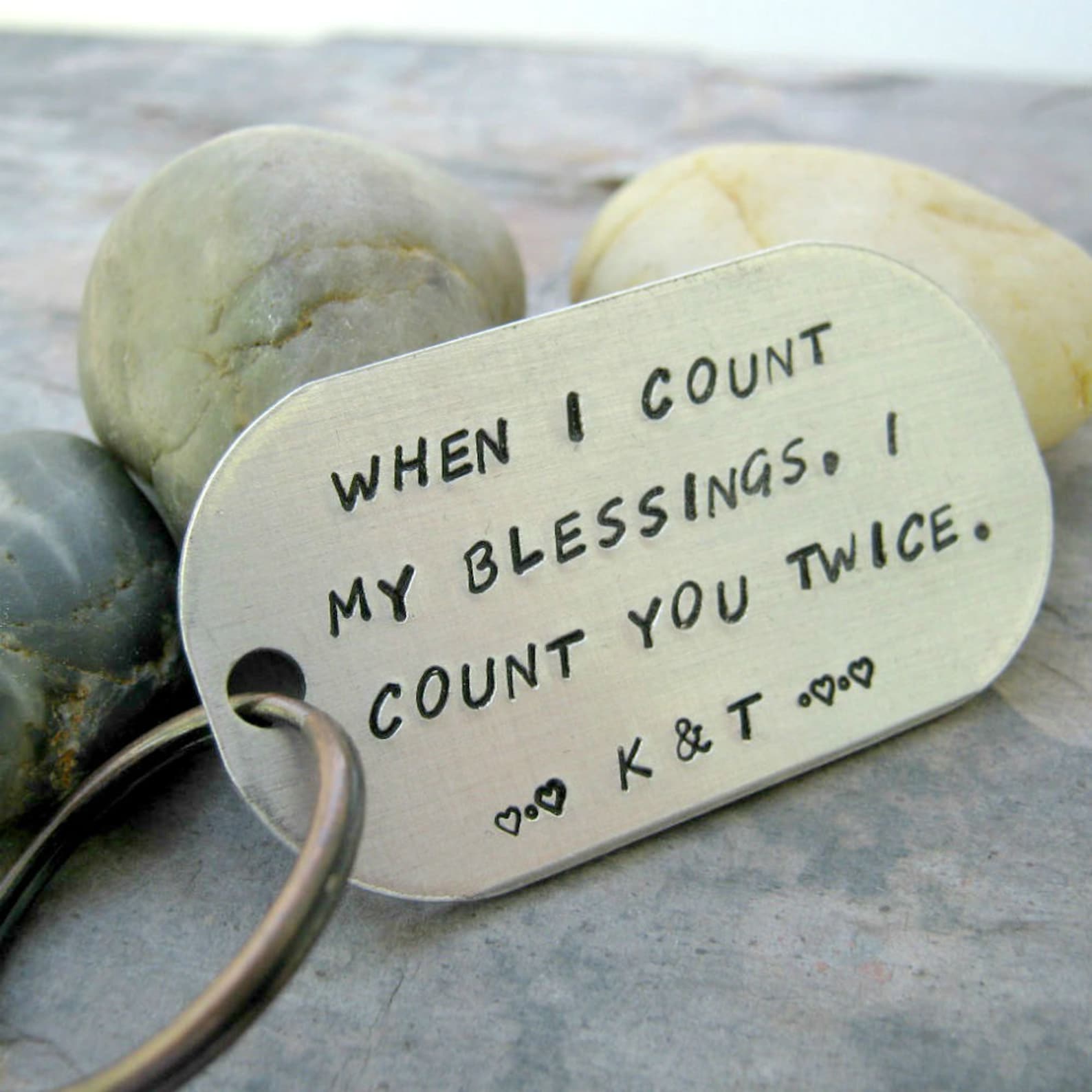 When I Count My Blessings I Count You Twice Quote Keychain | Etsy