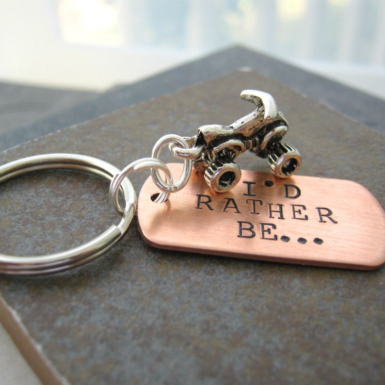 4 Wheeler ATV Keychain I'd Rather Be With ATV Charm and - Etsy