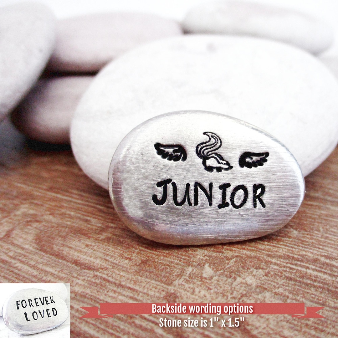 Personalized Skunk Memorial Stone, Pet Skunk Angel Wings Pocket Rock ...