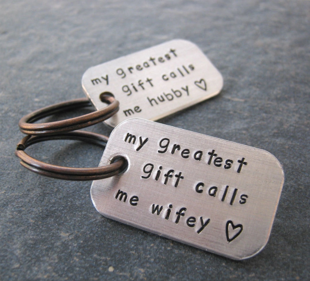 Husband & Wife Matching Keychains, My Greatest Gift Calls Me Wifey ...