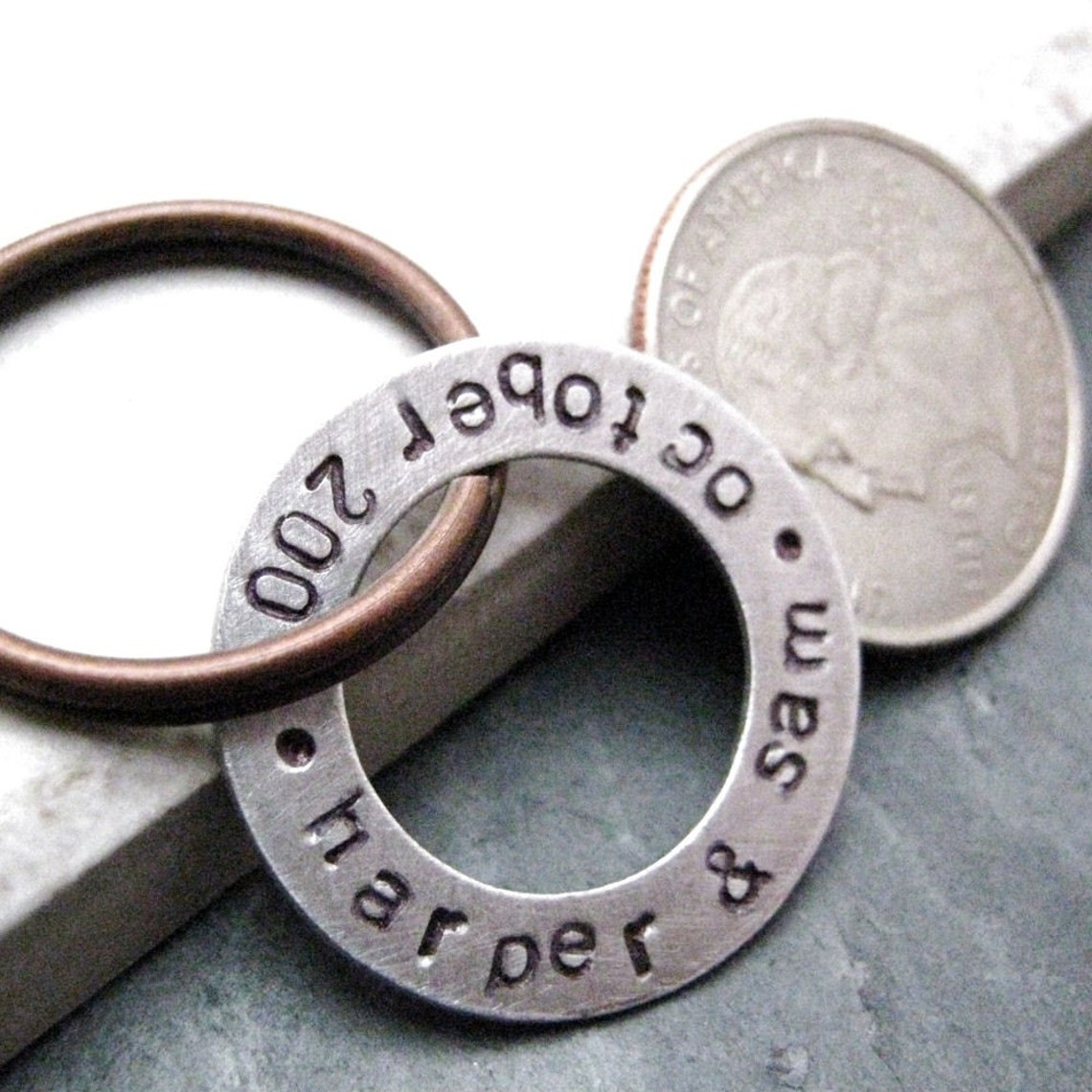 Personalized Keychain 2 Sided Washer Keychain Double Sided | Etsy