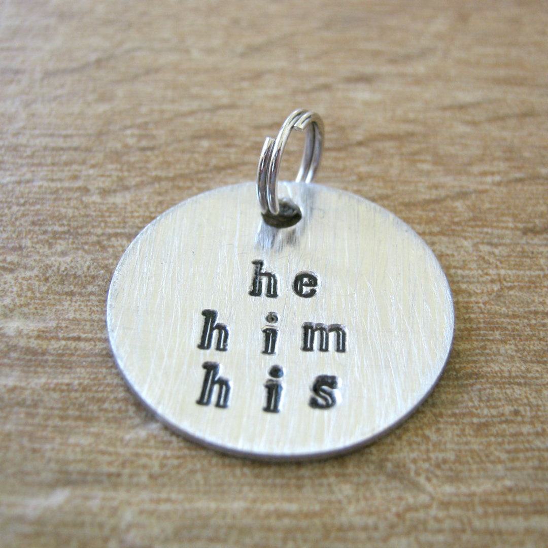 He Him His Pendant, Ask My Pronouns, Male Pronouns Disc, He Him His ...