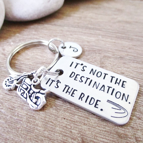 Personalized Motorcycle Keychain Its not the destination its | Etsy