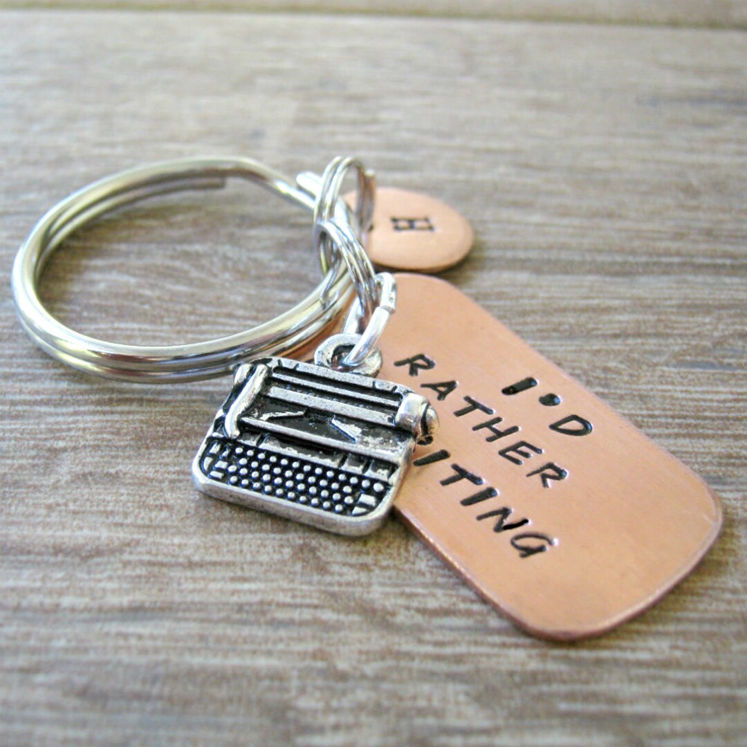 Personalized TYPEWRITER Keychain, Personalized Writing Keychain, Writer ...