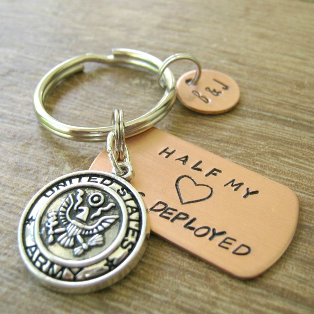 Army Keychain, Half My Heart is Deployed, Army Wife, Army Husband ...