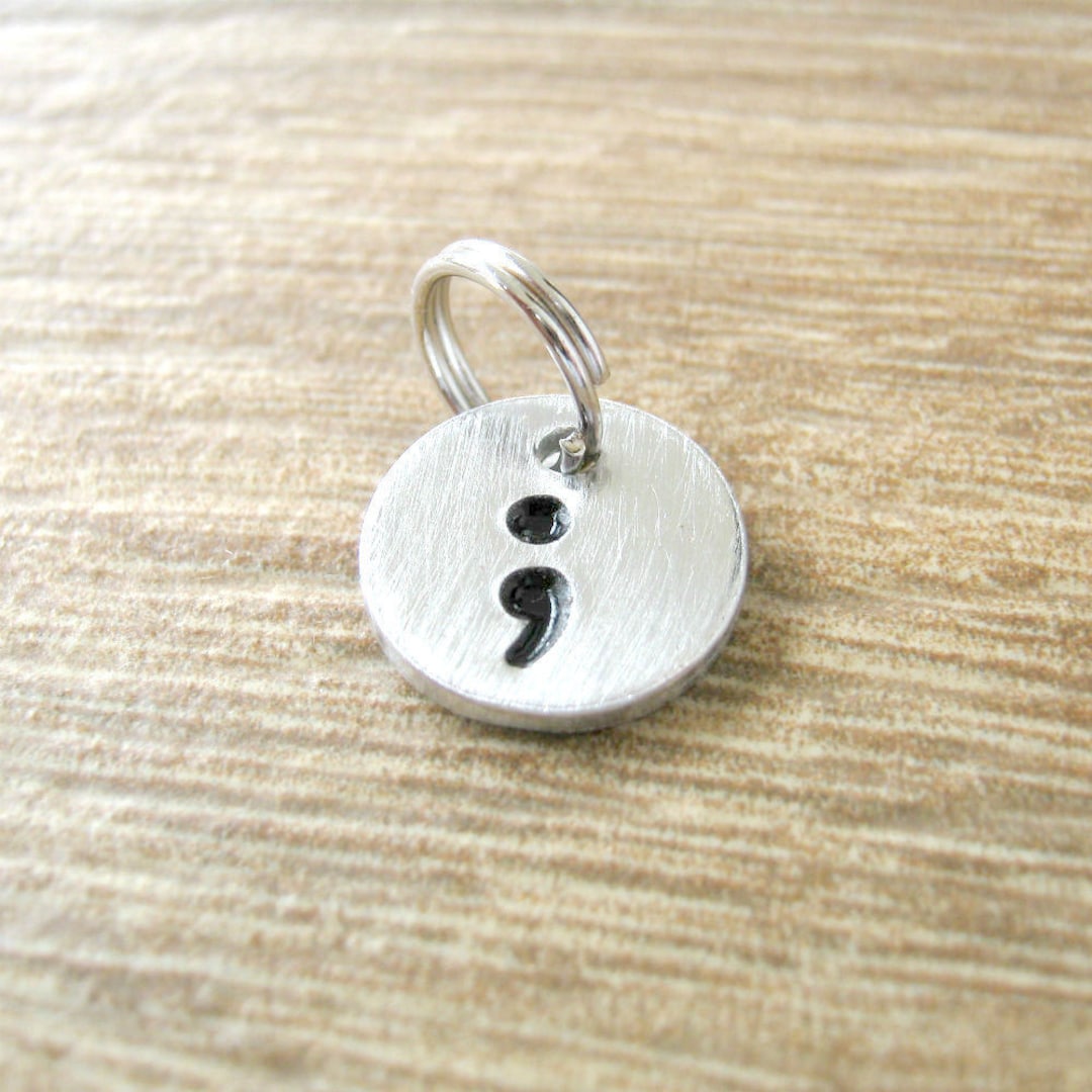 Semi Colon Charm, Semi Colon Pendant, Semi Colon Disc, Semi Colon ...