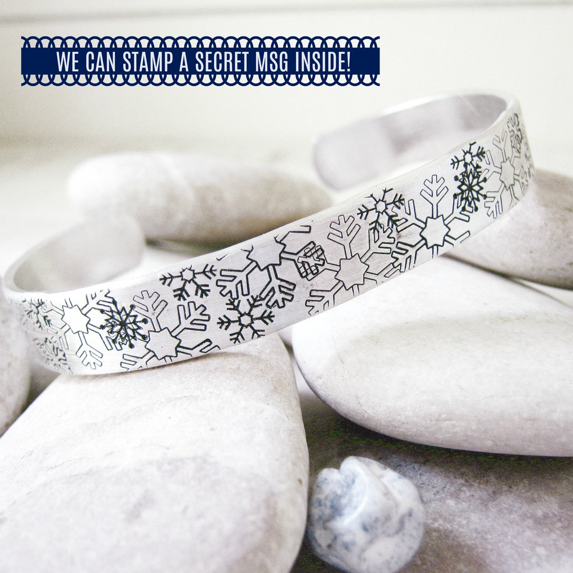 Hand Stamped Snowflake Bracelet Aluminum Cuff Winter - Etsy