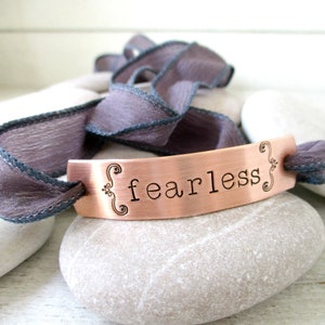 FEARLESS Bracelet, October's Edge Silk Ribbon Wrap, Power Phrase ...