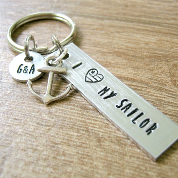 I Love My Sailor Keychain navy girlfriend gift navy wife | Etsy