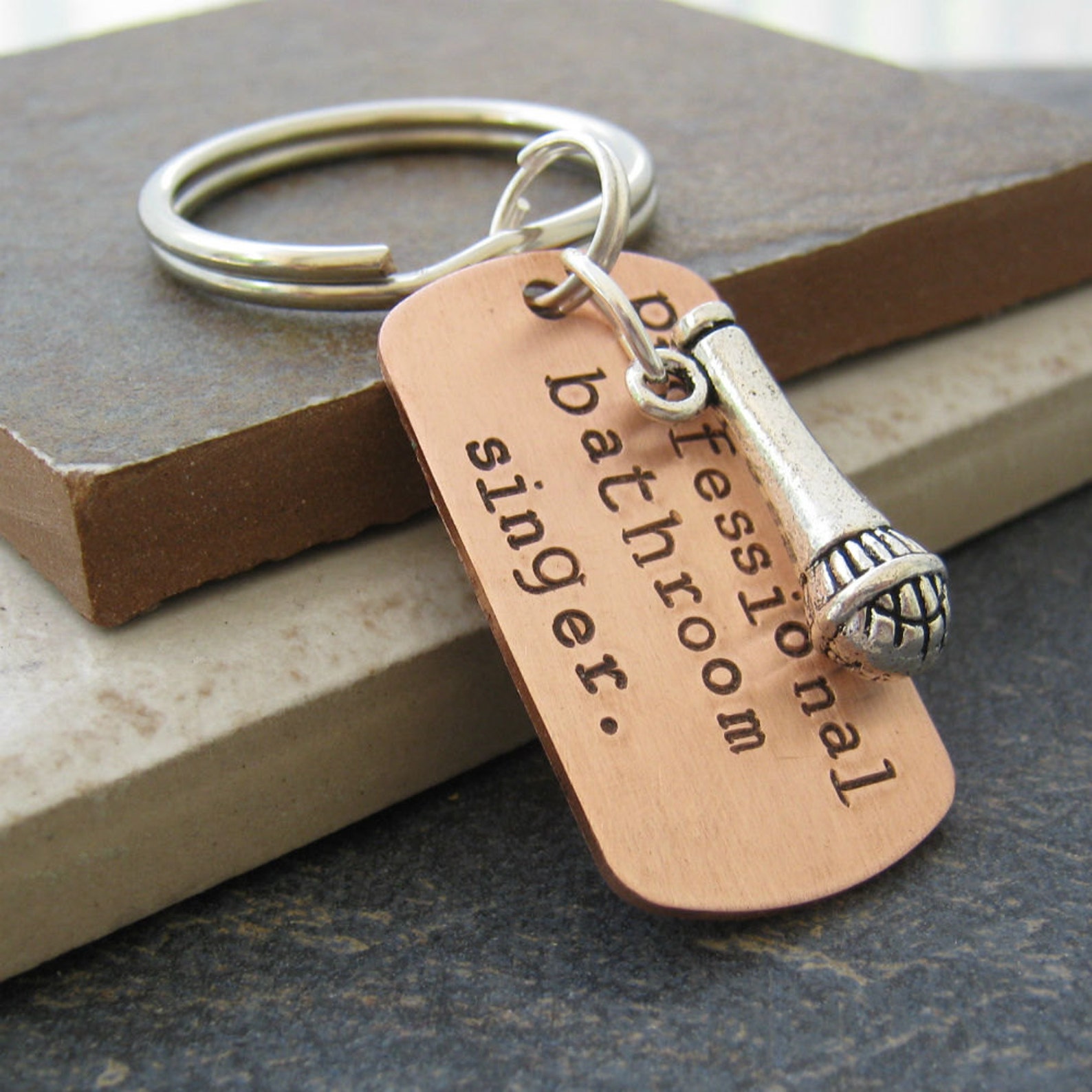Professional Bathroom Singer Keychain With Hand Held Microphone Charm ...