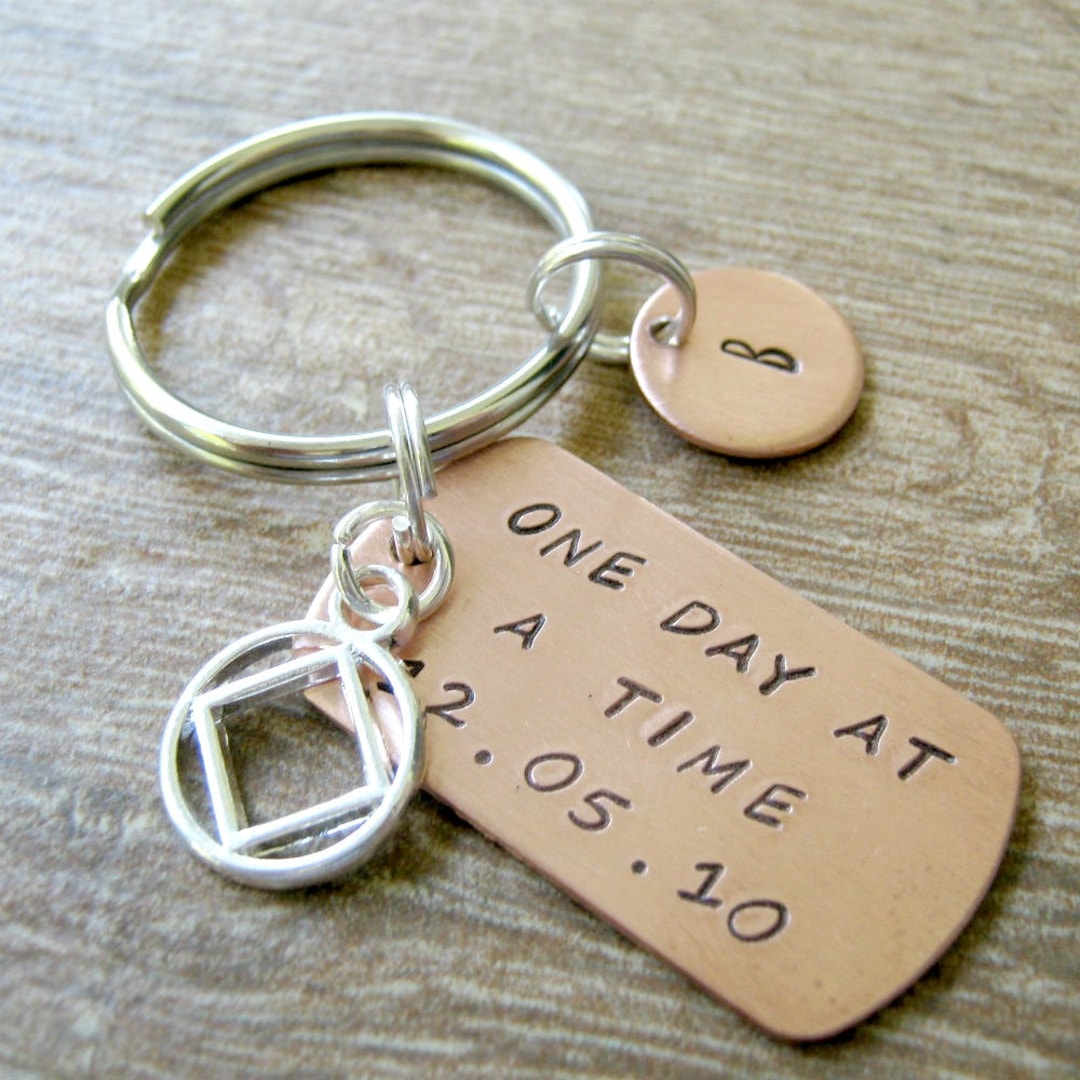 NA Symbol Keychain, AA Symbol Keychain, One Day at a Time With Date ...