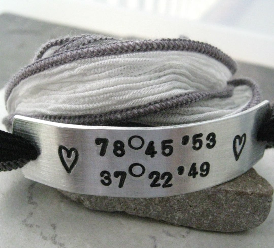 Longitude Latitude Bracelet, GPS Bracelet, GPS Coordinates Bracelet ...