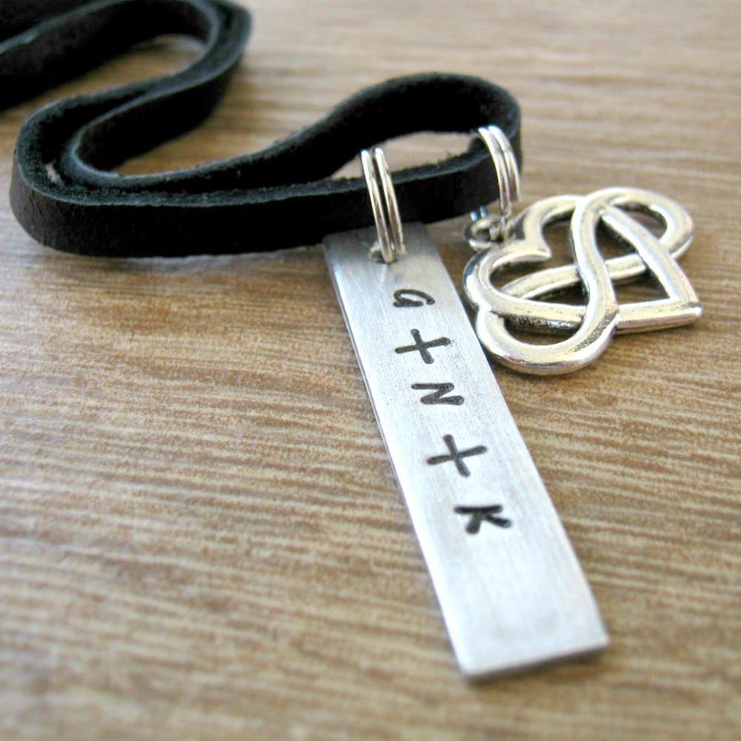 Personalized Polyamory Symbol Necklace, 1.25 Inch Pewter Bar, Ball ...