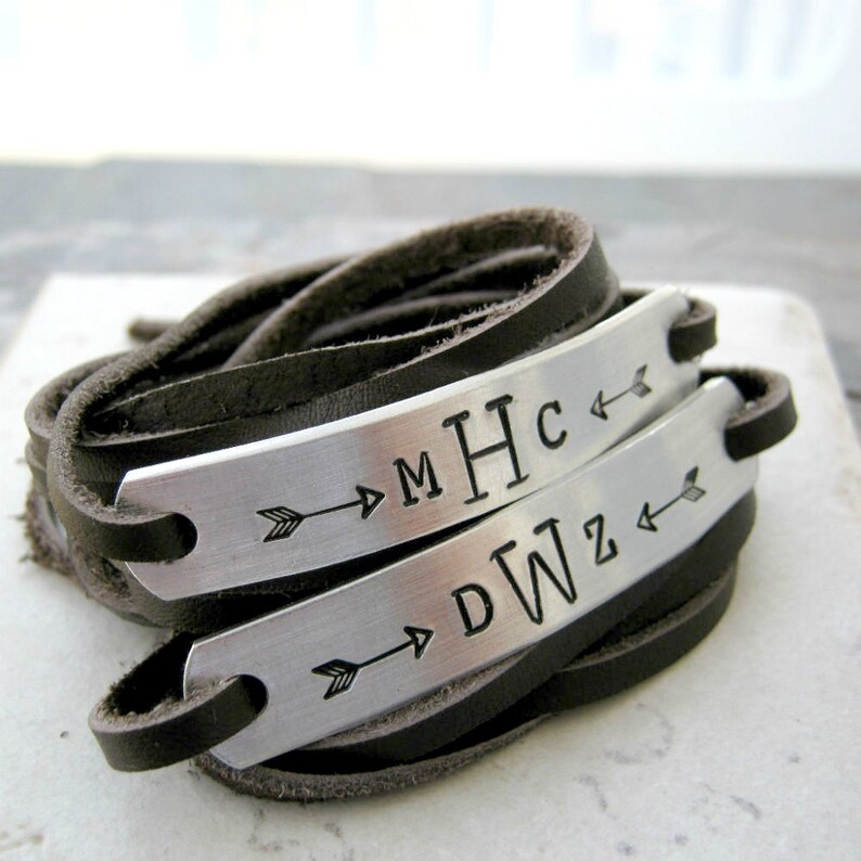 Couples Monogram Bracelets, SET OF 2, Choose Leather or Faux Suede ...
