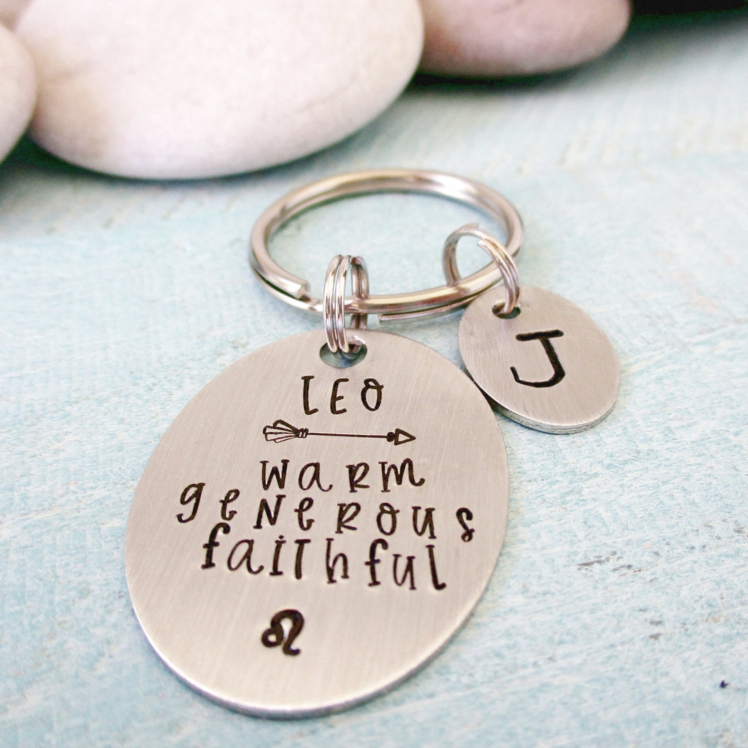 Personalized Leo Key Chain, Leo Symbol Keychain, Leo Gift, Leo Traits ...