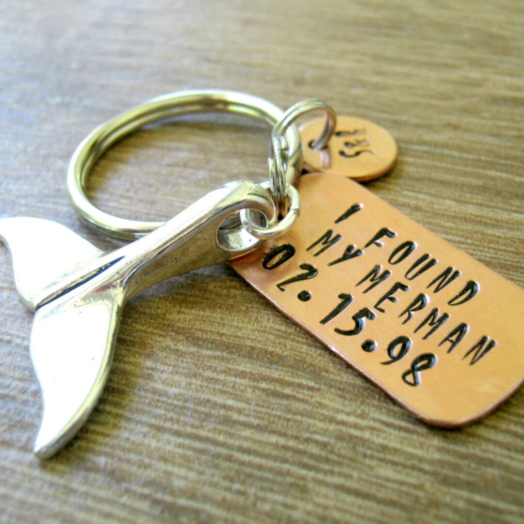 Personalized I Found My Merman Keychain, Whale Tail Keychain ...