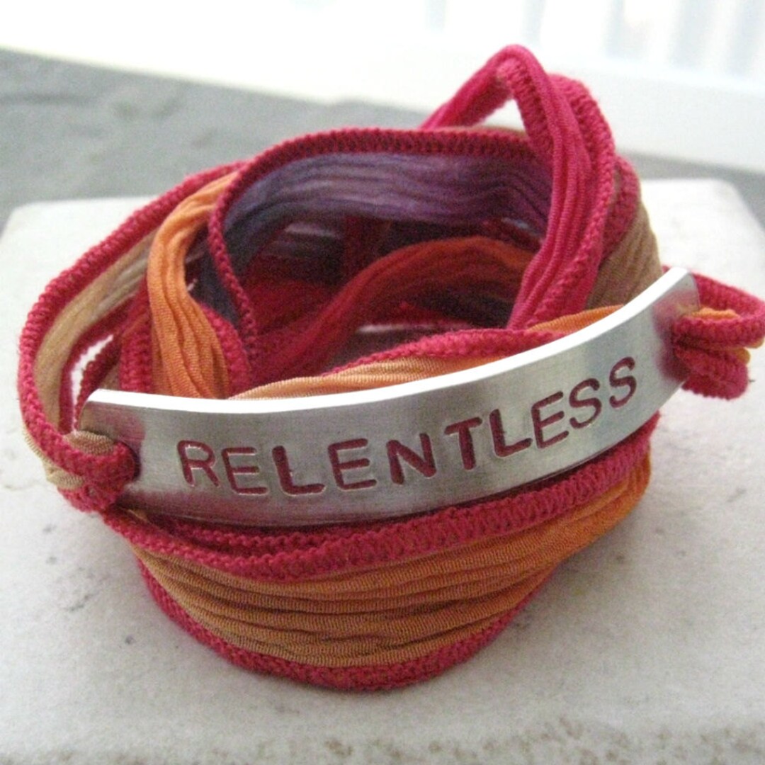 Personalized Bracelet, Personal Motto Bracelet, Relentless Bracelet ...