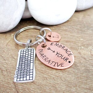 Embrace Your Narrative Keychain Copper With Book and Pen Charms, Author ...