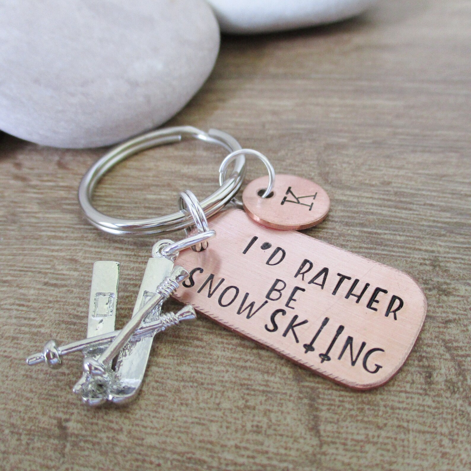 Snow Skiing Gift, I'd Rather Be Snow Skiing Keychain With Charm, Skier ...