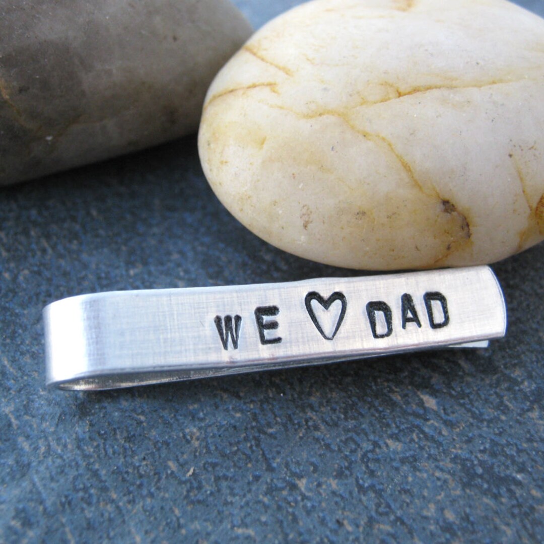We Love Dad Skinny Tie Bar, Aluminum, Personalized, Fathers Day Gift ...
