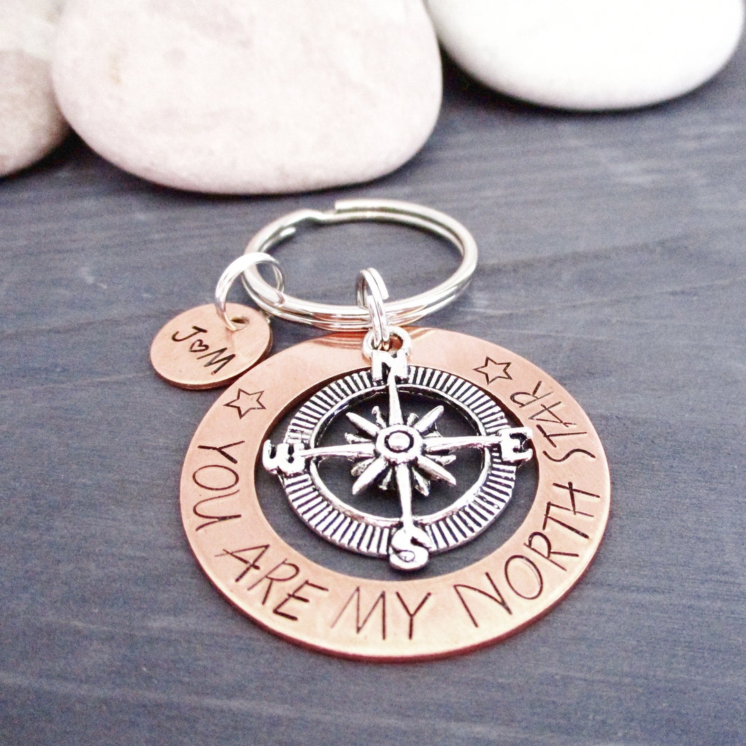 You Are My North Star Keychain, Personalized Couples Keychain, Compass ...