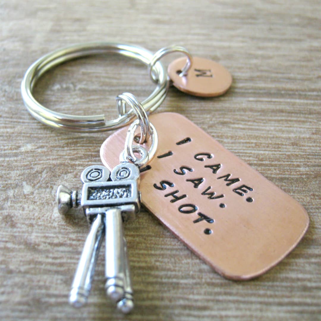 Filmmaker Keychain, Movie Camera Charm, I Came. I Saw. I Shot ...