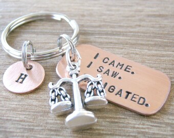 Personalized Attorney Keychain Scales of Justice Lawyer Gift - Etsy