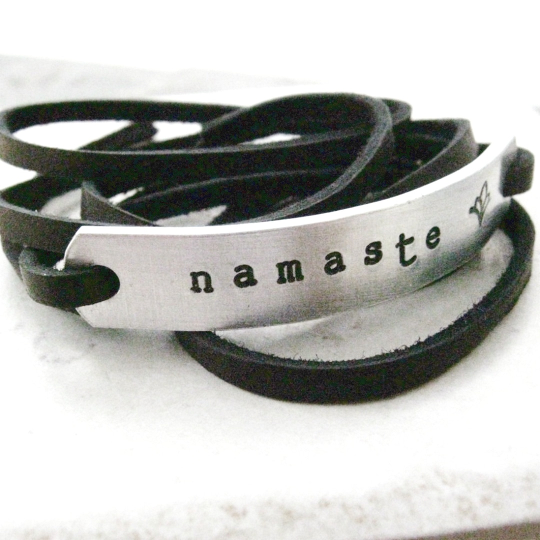 Namaste Bracelet, Leather Bracelet, Meditation Bracelet, I Honor You ...