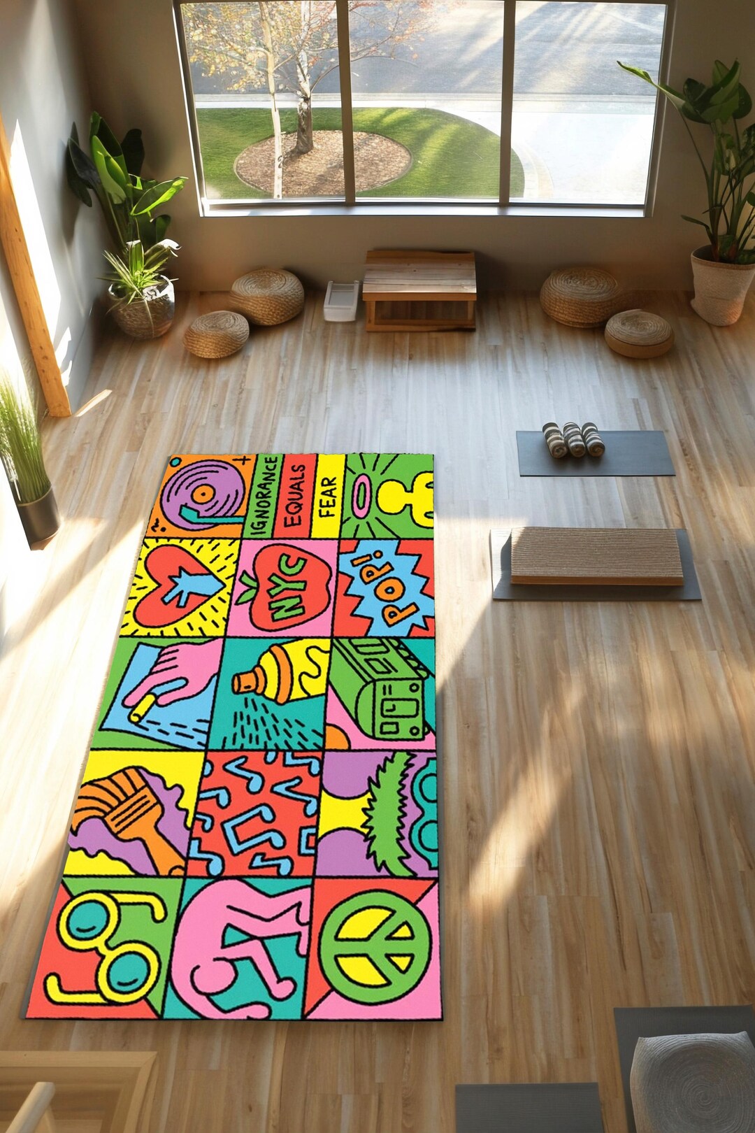 Dancing Men-keith Haring-circle of Men Rug, Home Decor Rug, Area Rug ...