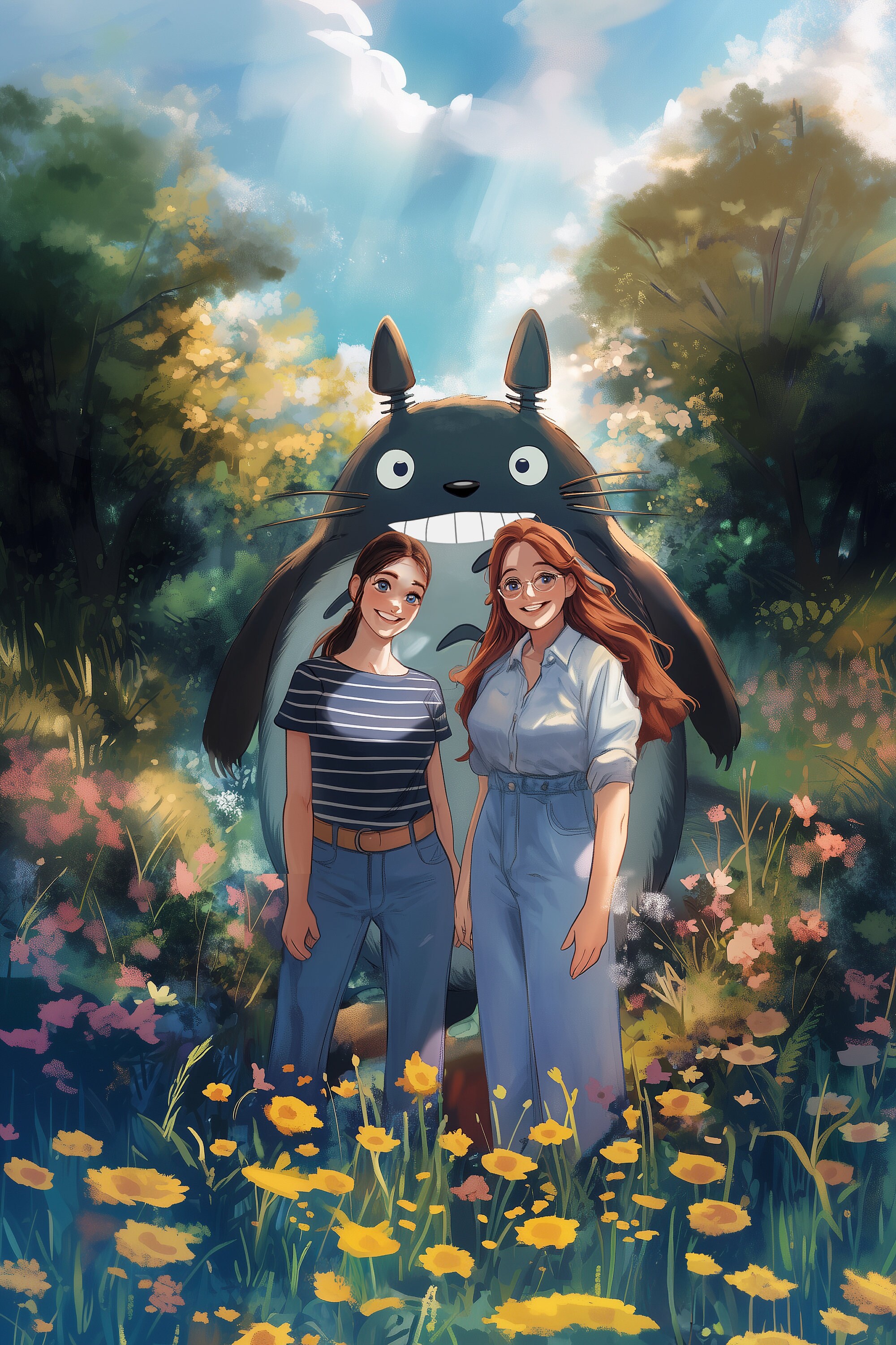Portrait Personnalisé Ghibli Miyazaki - Totoro - AI Portrait- Fichier ...