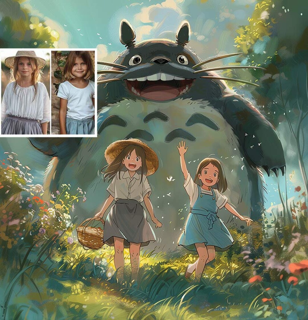 Portrait Personnalisé Ghibli Miyazaki - Totoro - AI Portrait- Fichier ...