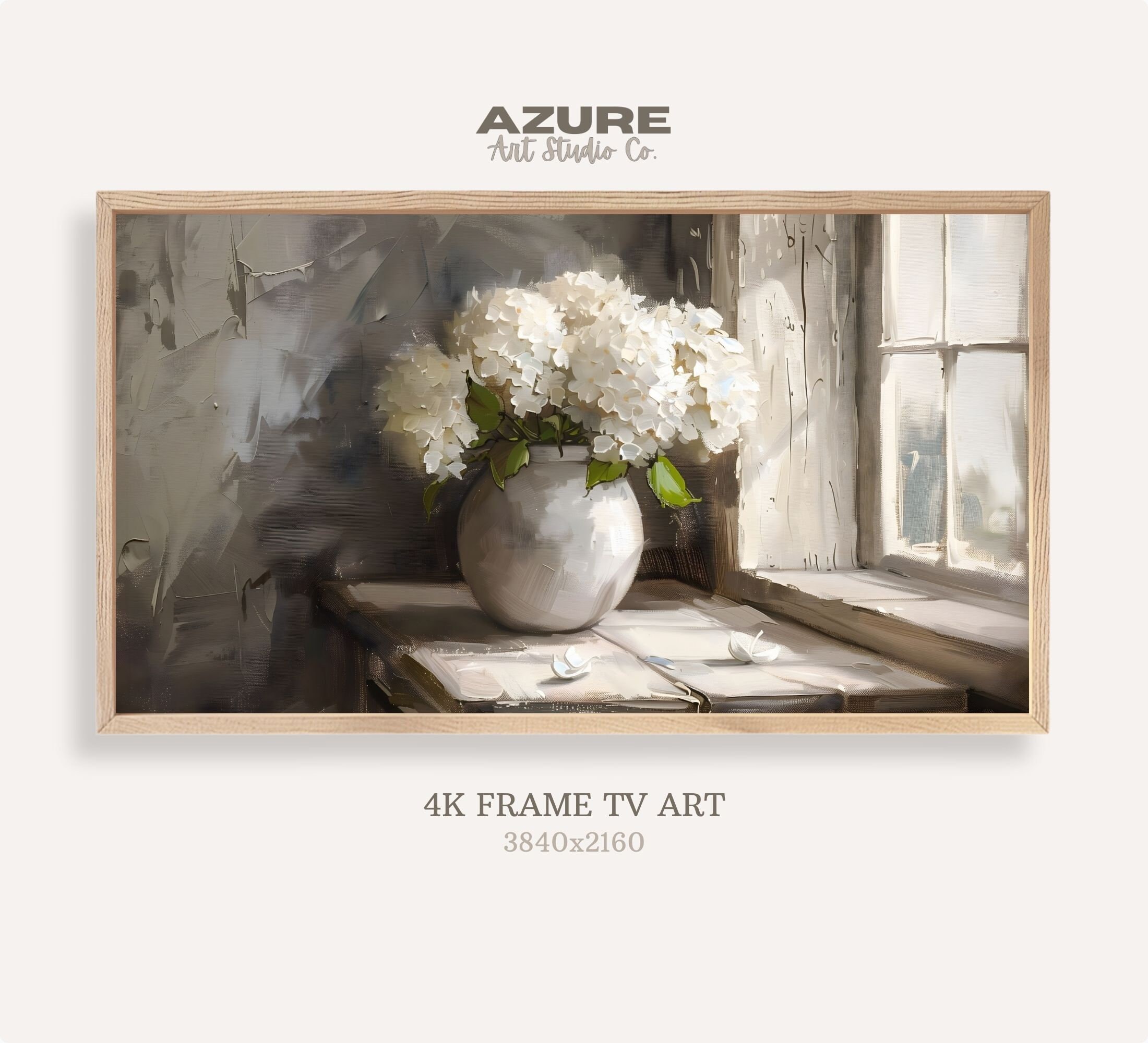 Vintage Style Spring Hydrangea Frame TV Art, Summer Botanical ...