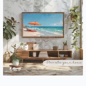 Ocean Beach Frame TV Art, Seascape Painting Instant Digital Download ...