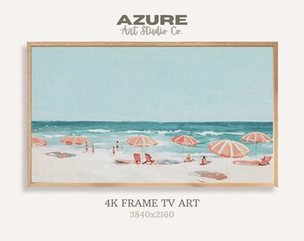 Ocean Beach Frame TV Art, Seascape Painting Instant Digital Download ...
