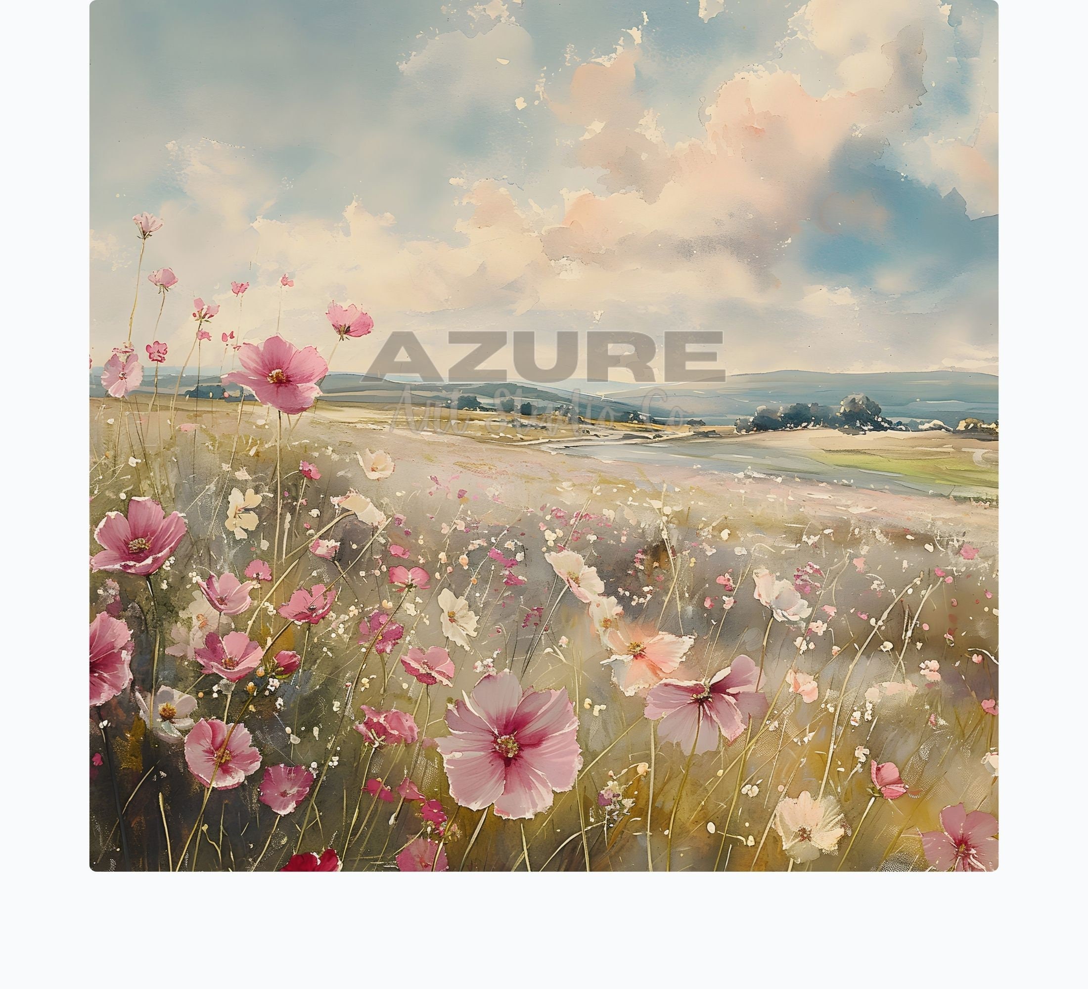 Digital Download Floral Frame TV Art, Summer Floral Landscape Artwork ...