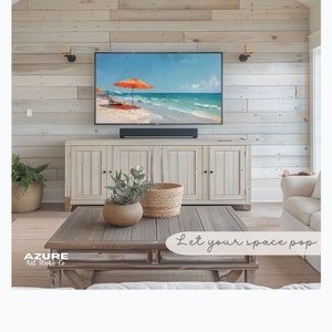 Ocean Beach Frame TV Art, Seascape Painting Instant Digital Download ...