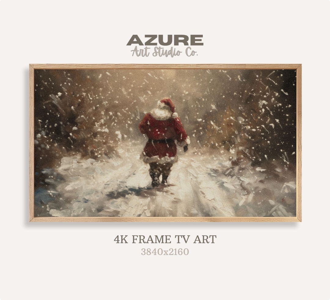 Santa Painting for Tv Screen, Santa Claus Art for TV, Christmas Holiday ...