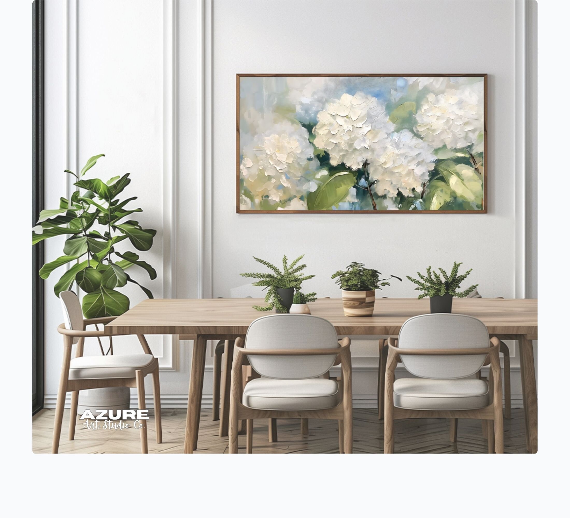 Summer Botanical Screensaver, Rustic Farmhouse White Hydrangea Frame TV ...