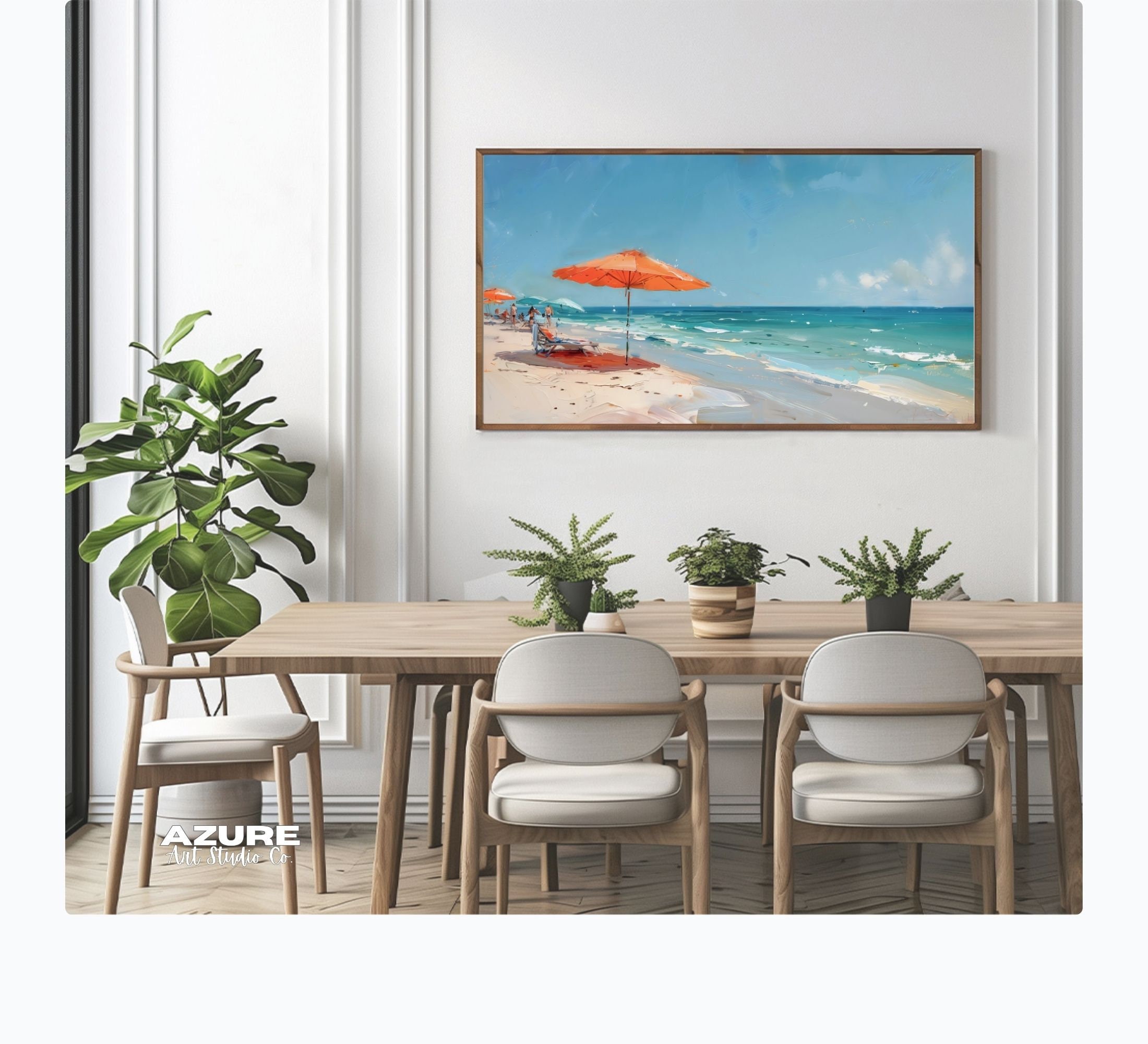 Ocean Beach Frame TV Art, Seascape Painting Instant Digital Download ...