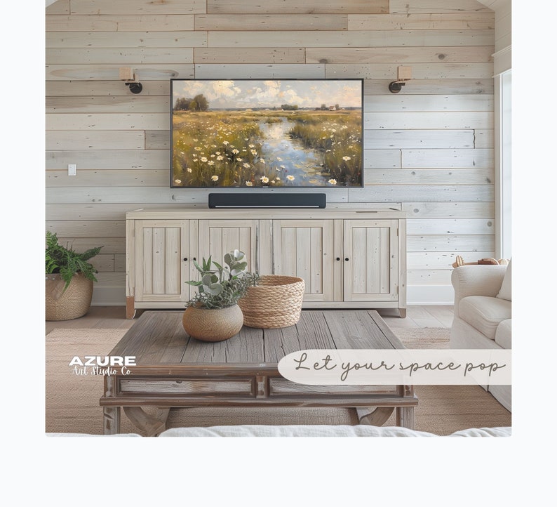 Spring Wildflower Field, Country Flowers Art, Warm Tone Wildflowers Art ...