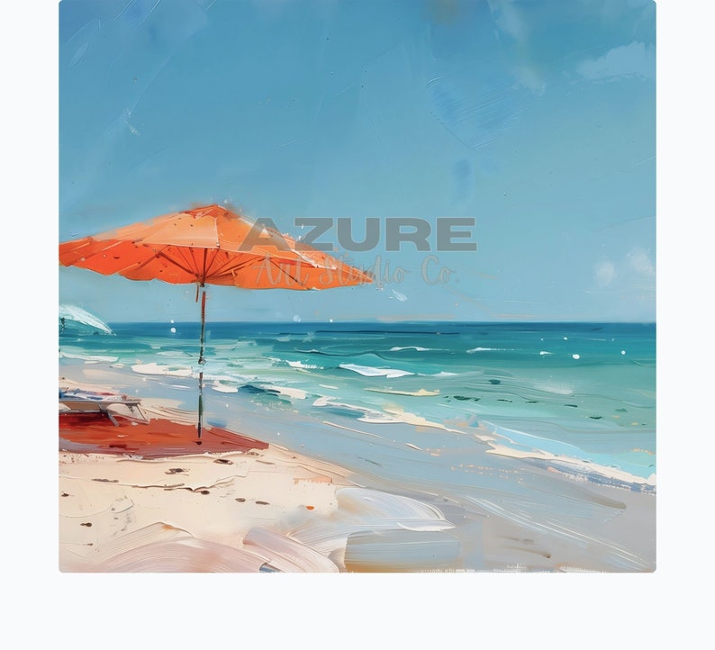 Ocean Beach Frame TV Art, Seascape Painting Instant Digital Download ...