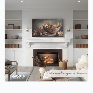 Autumn TV Screen Art, Fall Acorns and Leaves Painting for TV Frame ...
