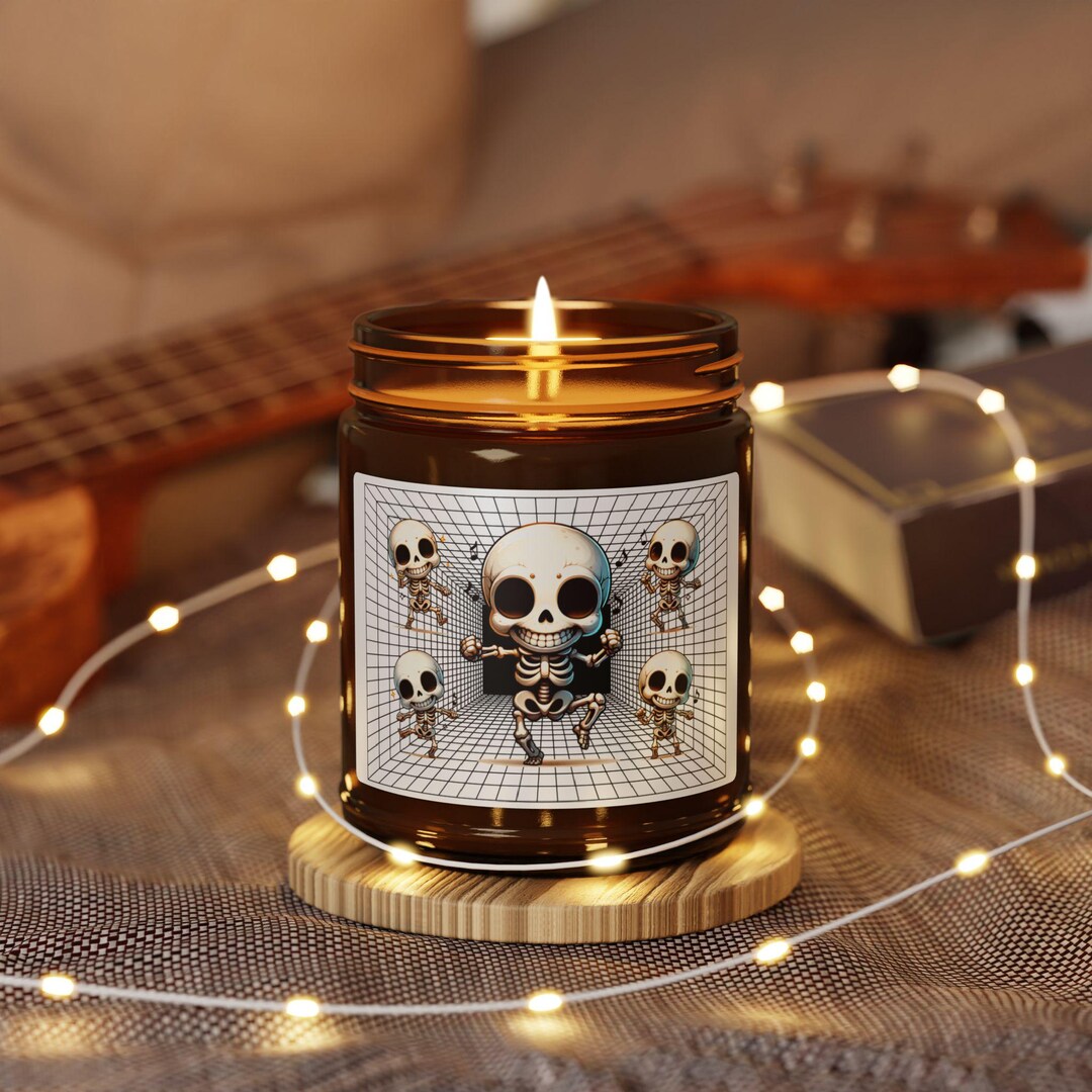 Candle Jar, Dancing Skeletons, Gothic Skull Home Decor, Spooky Skeleton ...