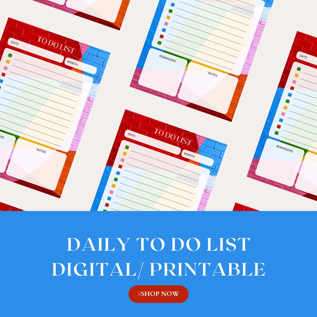 Printable A4 to Do List colourful Brick Wall Print - Etsy