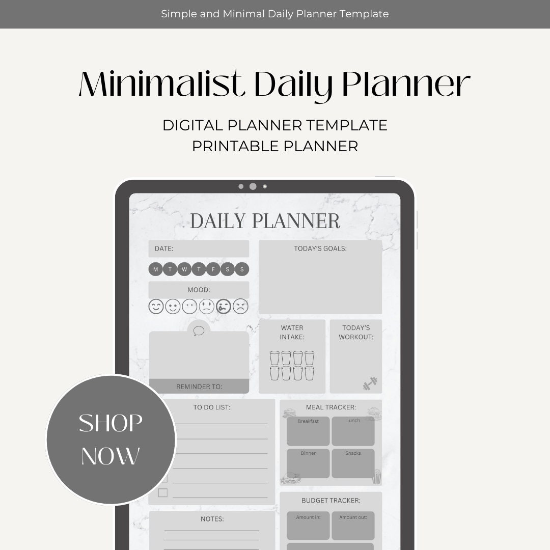 Printable Daily Planner A4 Size grey Marble Print Design - Etsy